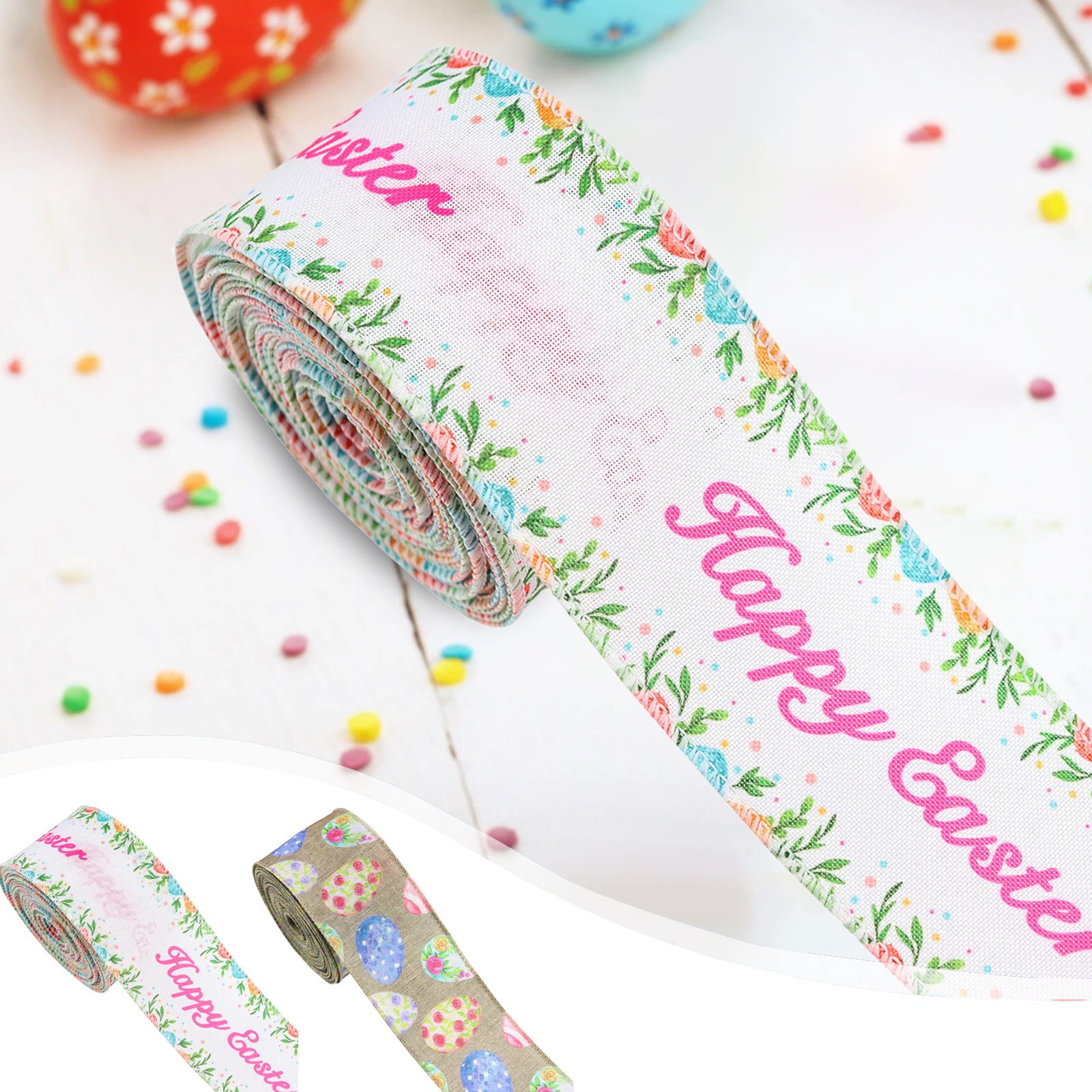 Easter Ribbon for Wreath Bow Wrapping Gifts, Happy Easter Ribbon for ...