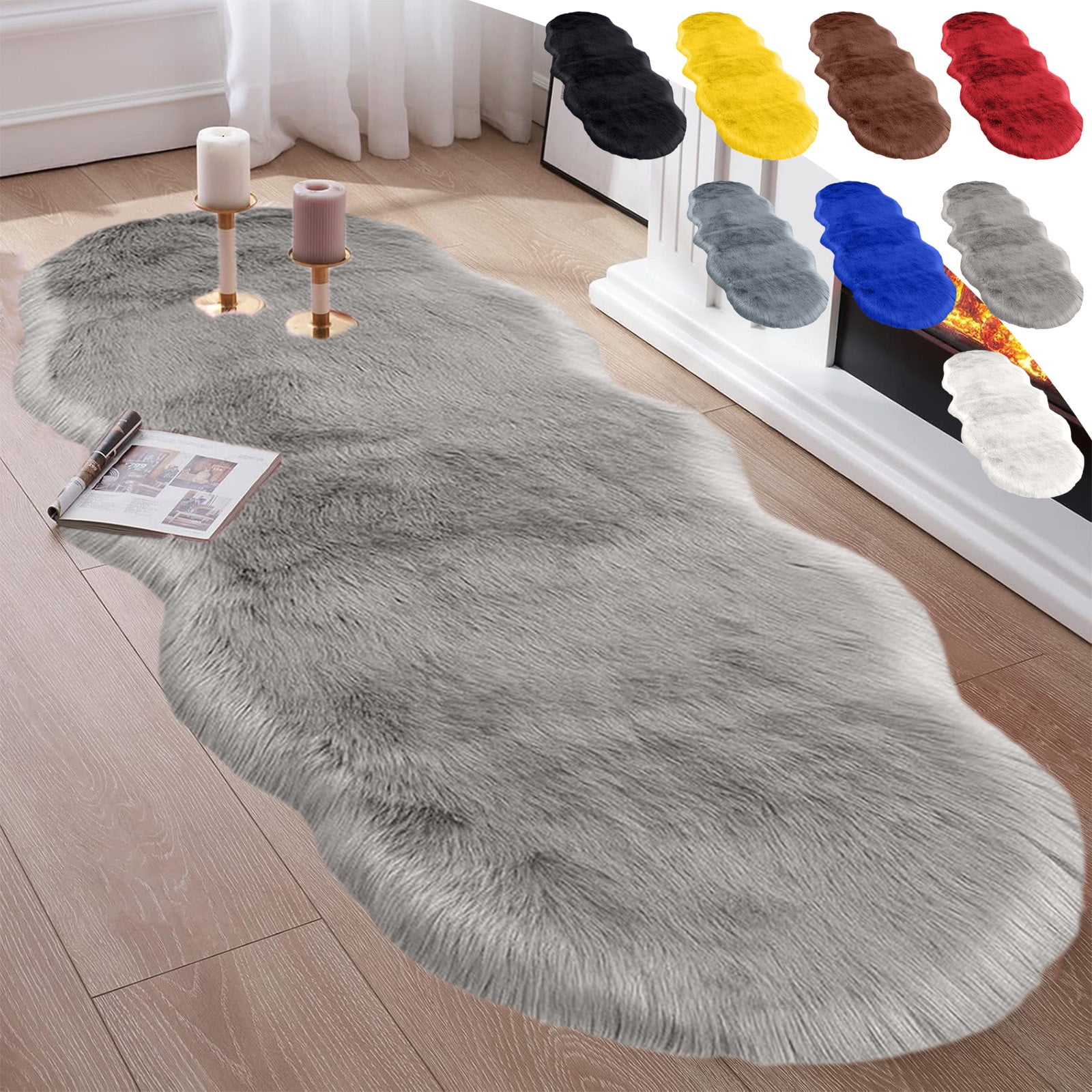 Faux Velvet Fleece Rug, Super Soft Cozy Fluffy Area Rug for Bedroom ...