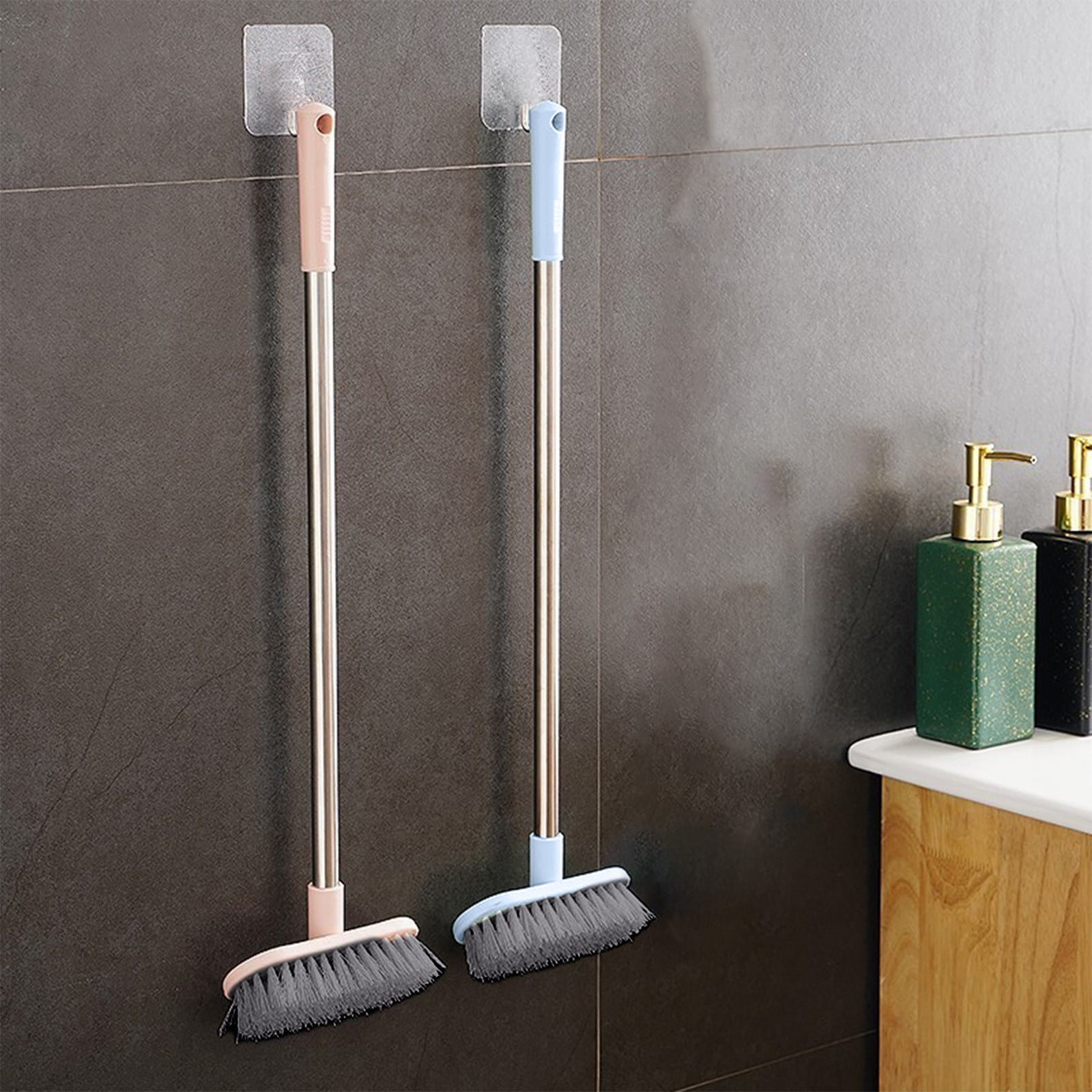 Floor Scrub Brush with Long Handle, 3 in 1 Scrape and Heavy-Duty Stiff ...