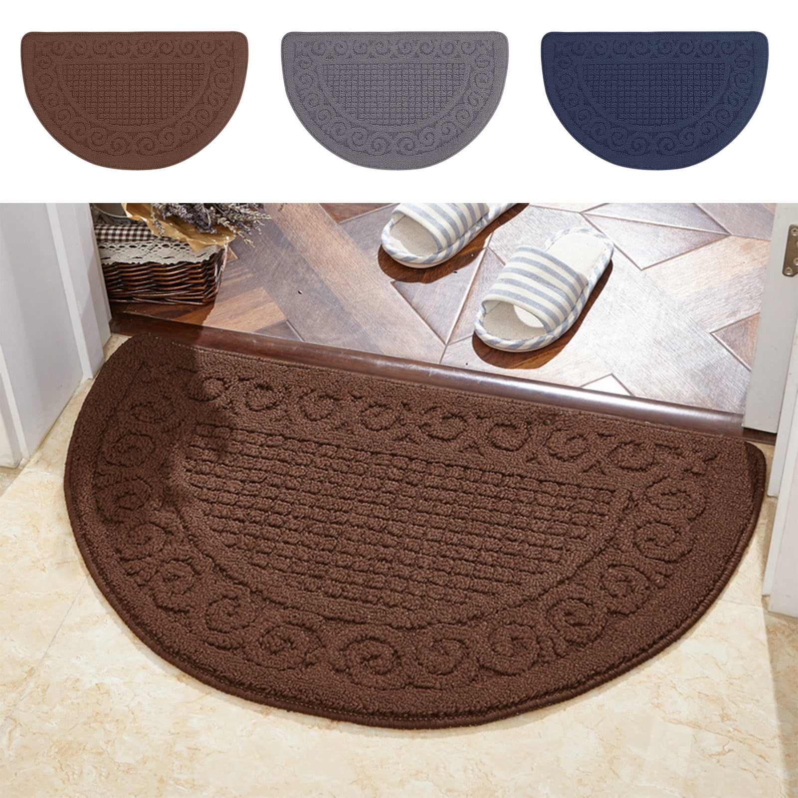 Rojia Half Round Indoor Door Mat for Kitchen 15.7"X24.8",Non-Slip ...