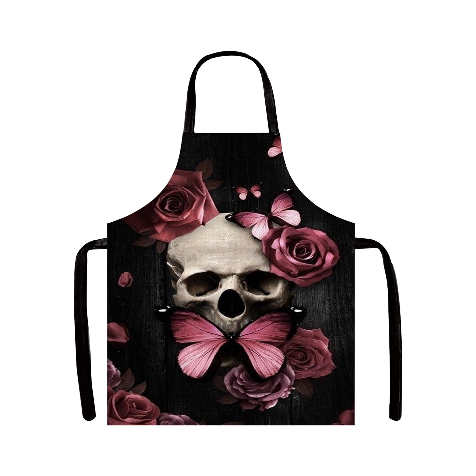 Halloween Apron For Men And Women, Premium Skull Rose Pattern Gothic ...