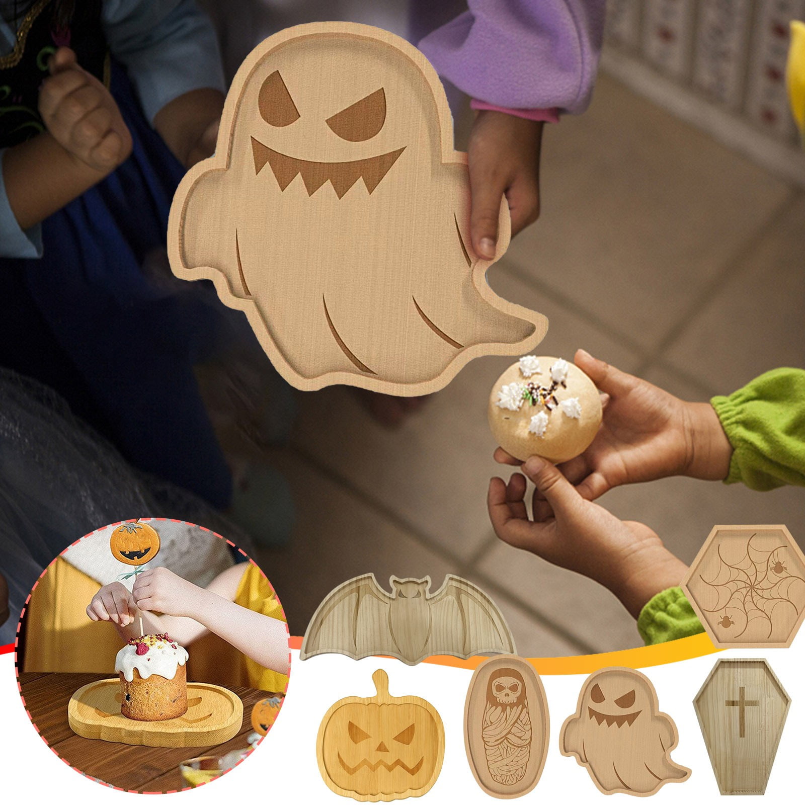 Rojia Halloween Charcuterie Board, Funny Cute Wooden Cheese Board ...