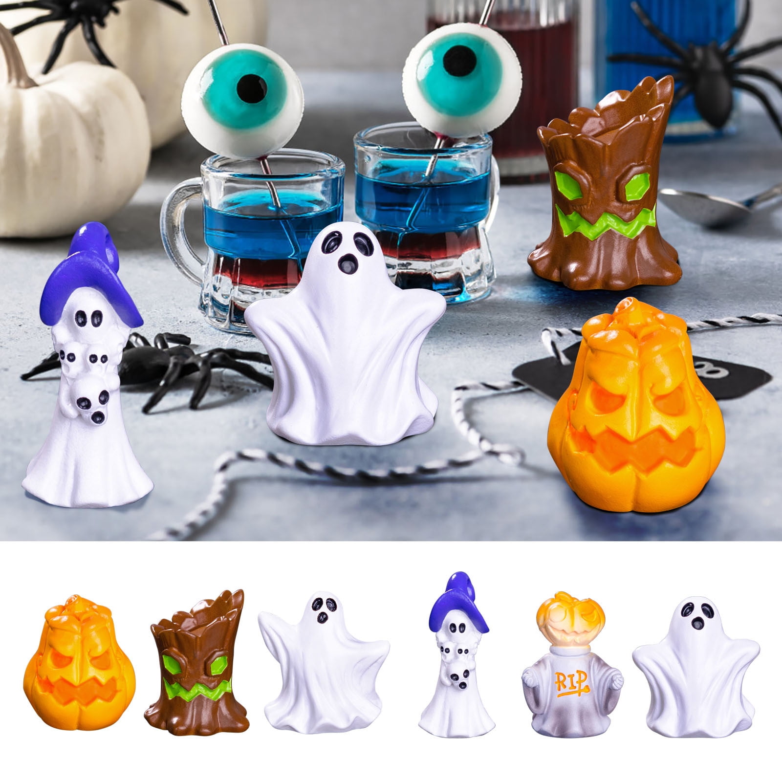 Halloween Miniature Figurines Decor, Mini Plastic Pumpkin Cute Witch ...