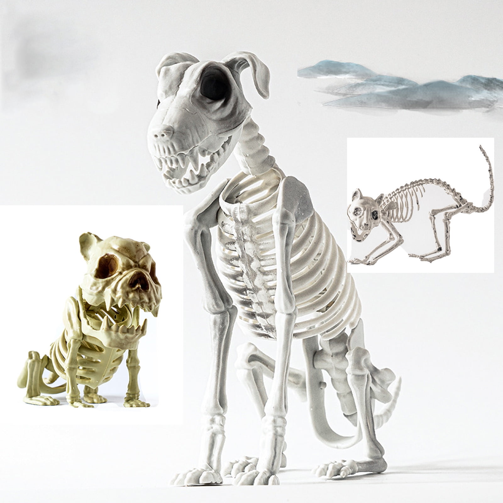 Rojia Halloween Plastic Dog Skeleton Decoration, Realistic Terror Puppy ...