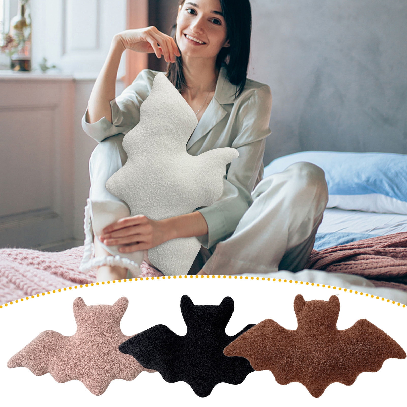 Halloween Spooky Bat Pillow, 16 Inch Bat Shaped Throw Pillows ...