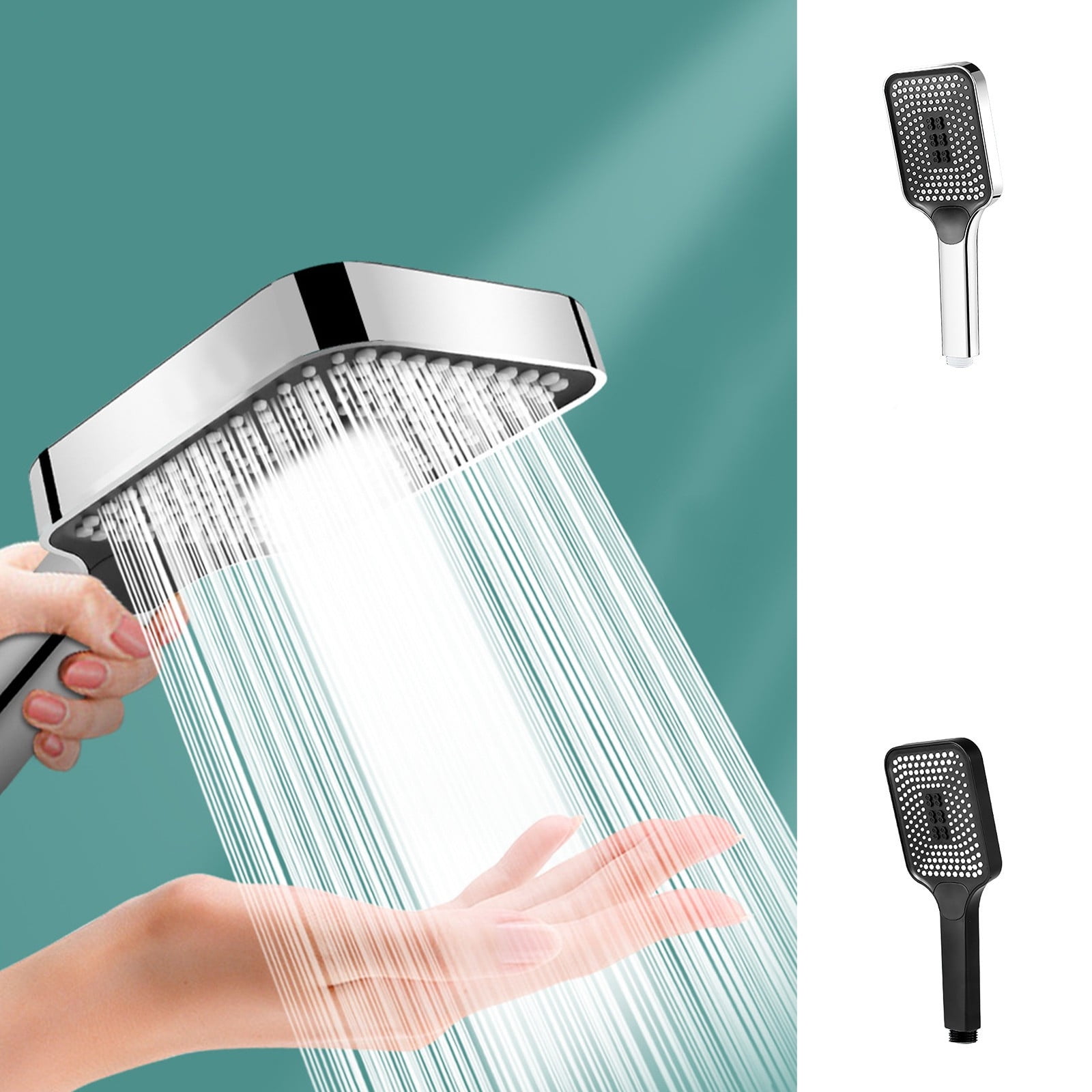 Handheld Shower Head, 4 Different Modes Square Detachable Hand Spray ...