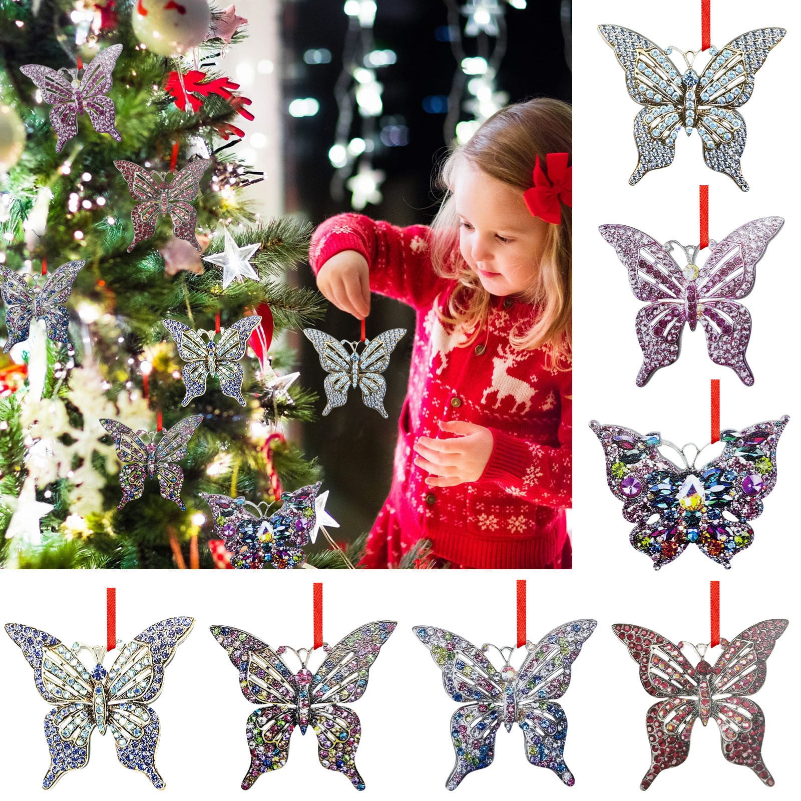 Metal Butterfly Christmas Ornaments, 2024 Colorful Butterfly Keepsake ...