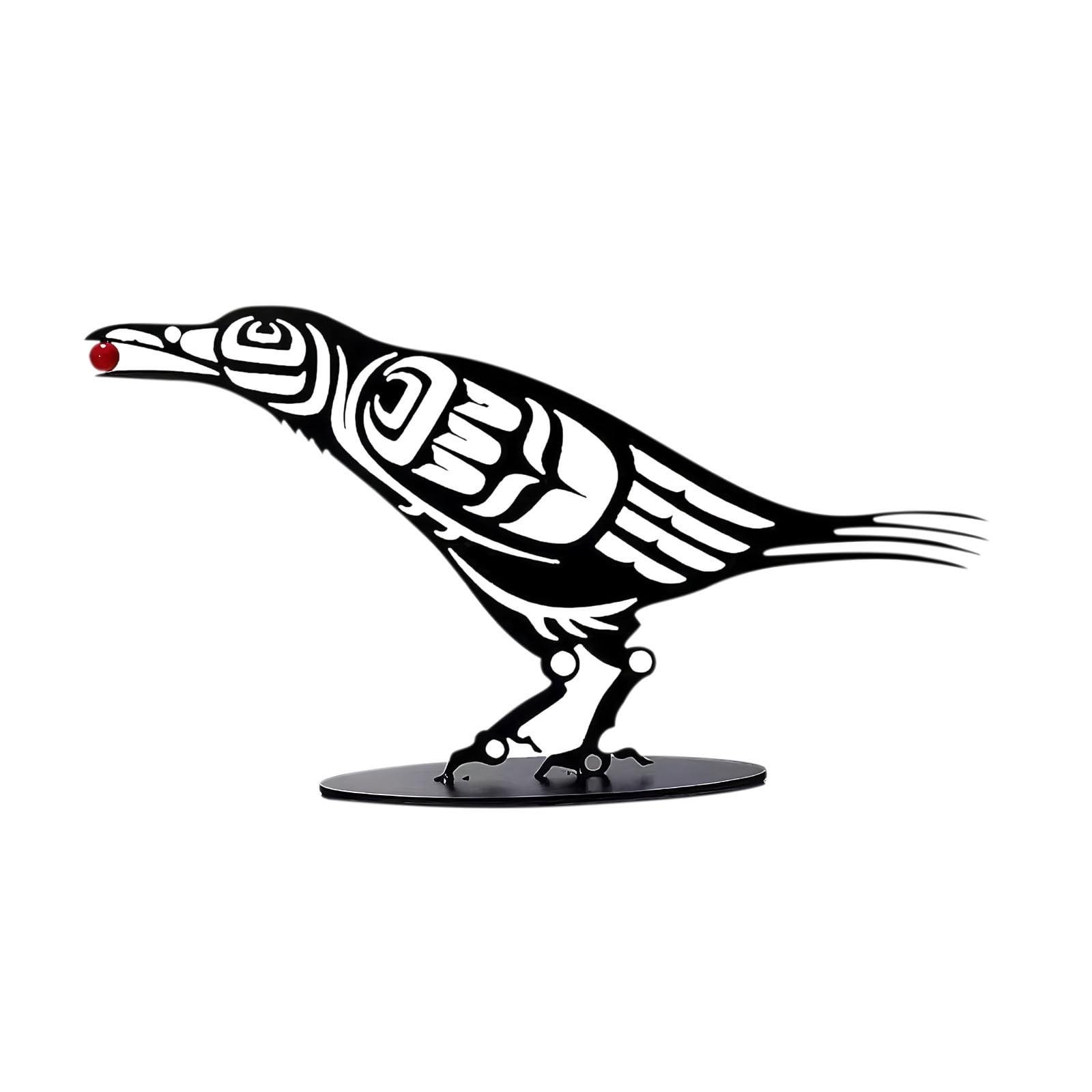 Rojia Metal Raven with Red Berry, Metal Black Crow Yard Decor, Black ...