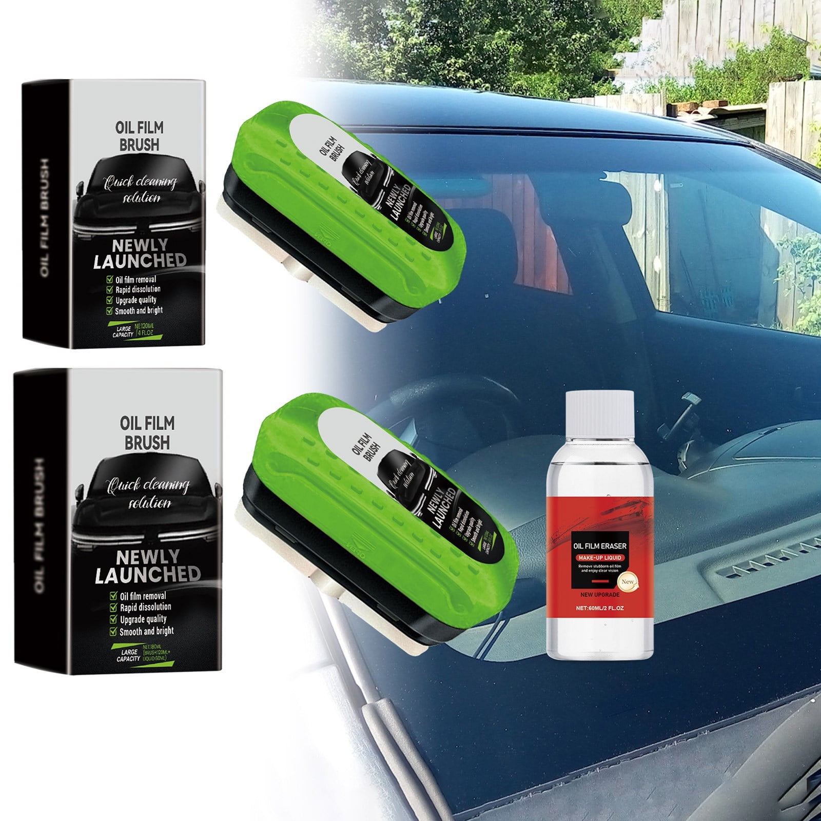 Rojia Oil Film Brush Set, Auto Glass Cleaner, Decontamination ...