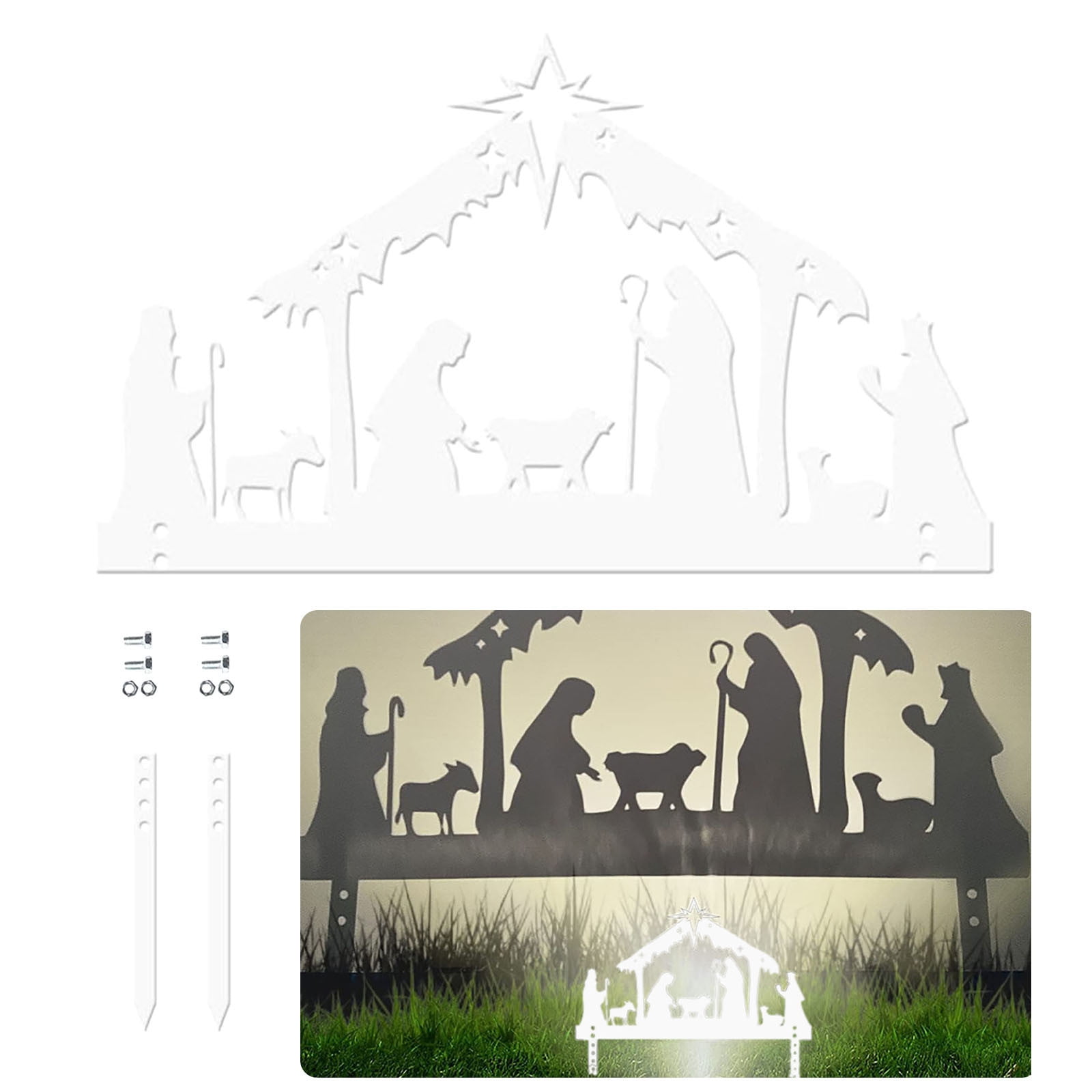 Outdoor Nativity Scene, Metal Nativity Sets Silhouette Yard Sign with ...