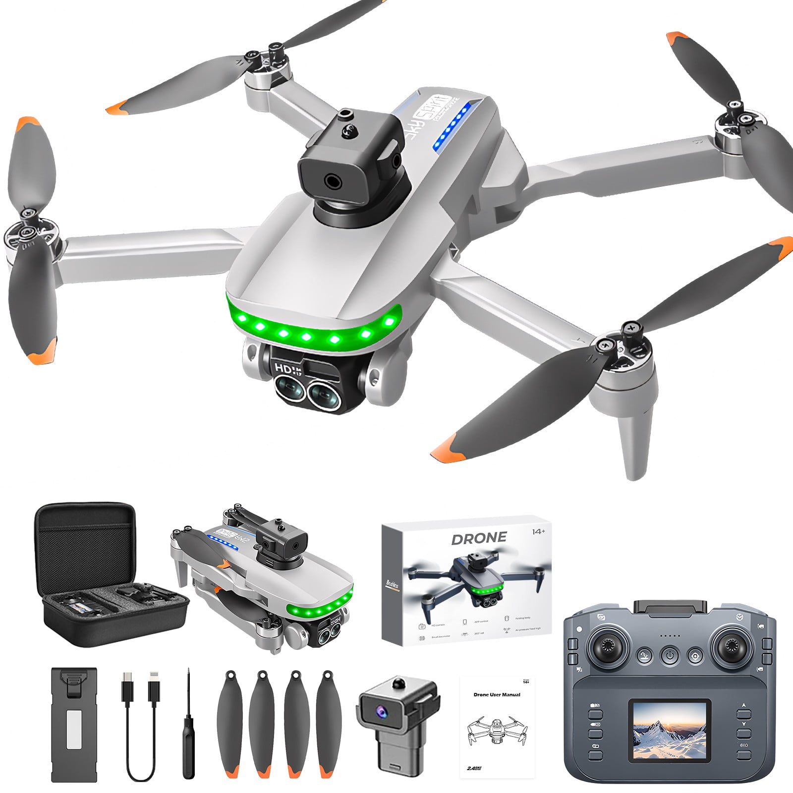 P14 Drone with Screen Display Remote Control Kit, Brushless Motor, 360掳 ...
