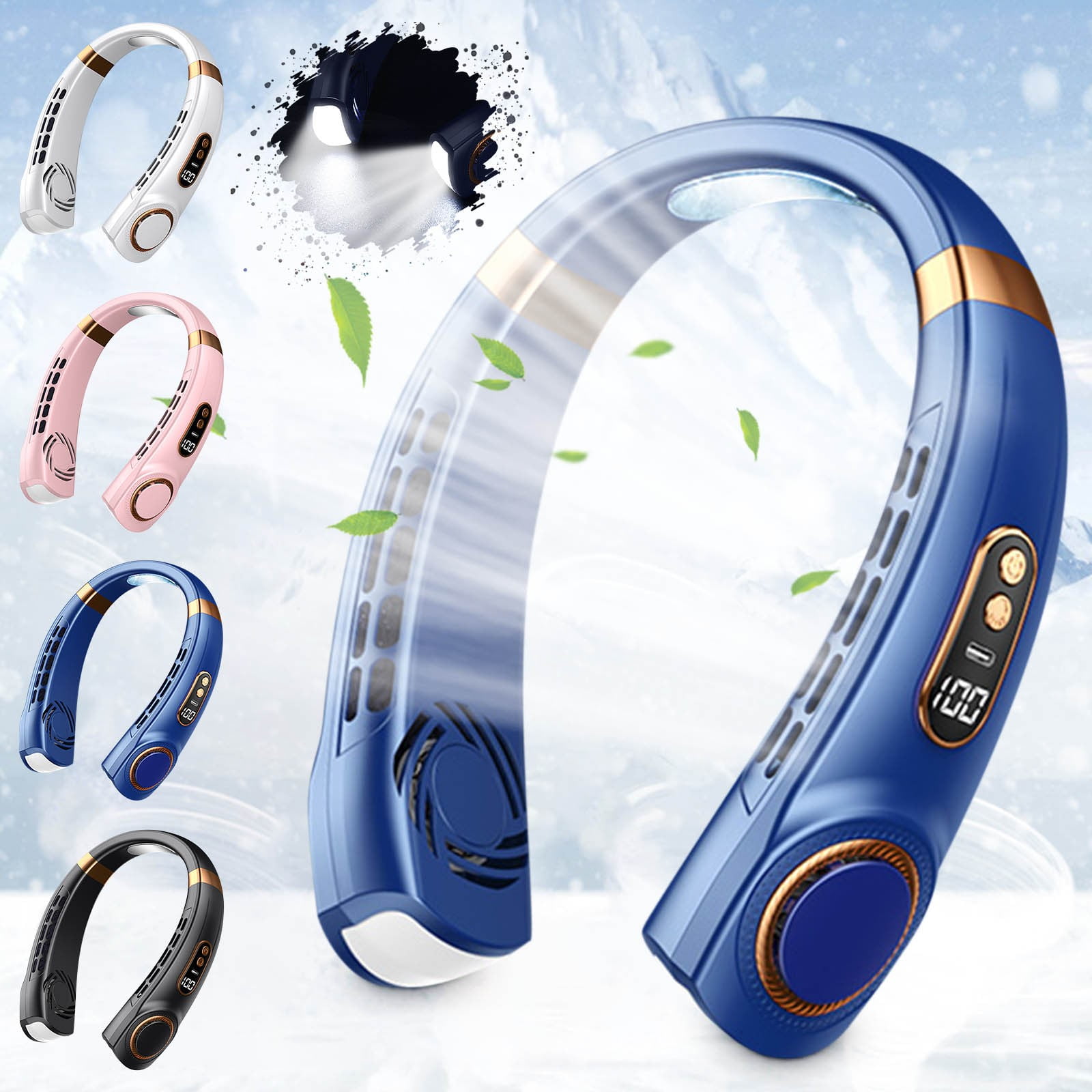 Rojia Portable Neck Fans That Blow Cold Air 360 Degree Rotation 5 Speed ...