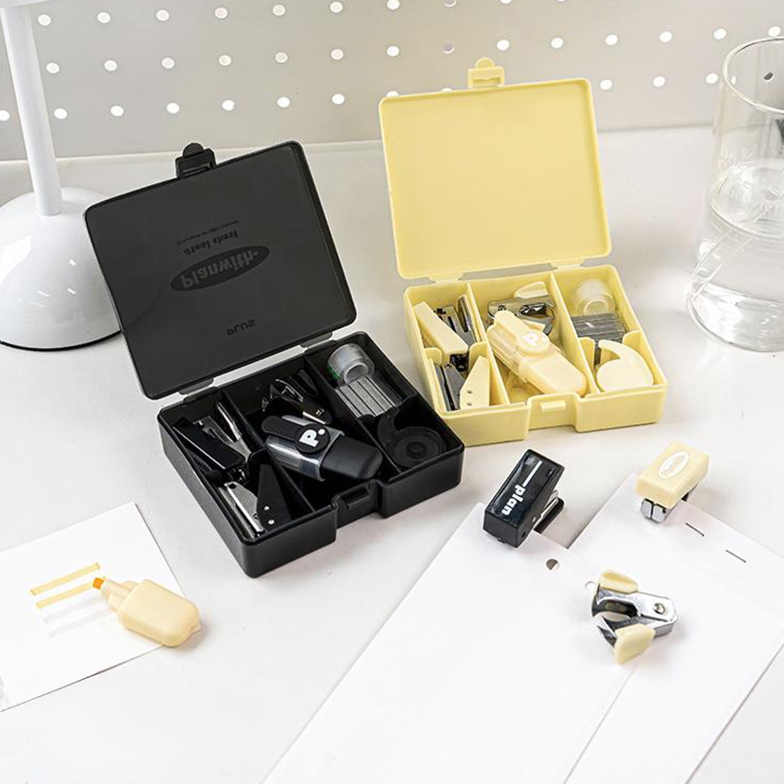 Portable Office Stationery Tool Box for Work, Mini Tape Dispenser ...