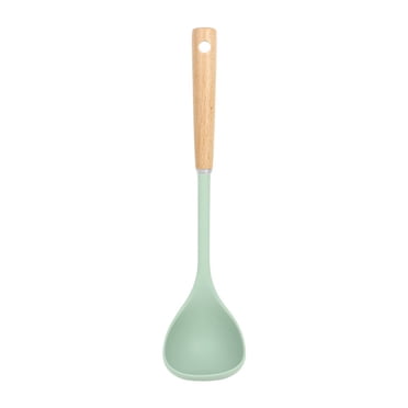 Thyme & Table Silicone 13" Beechwood Handle Black Kitchen Ladle ...