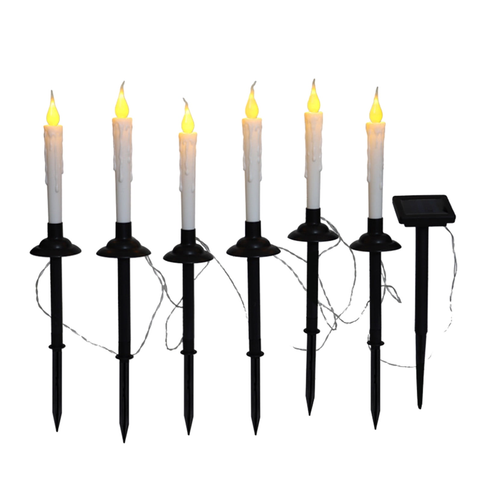 Solar Flameless Candles Taper Candles, 6 Pcs Rechargeable Flickering ...