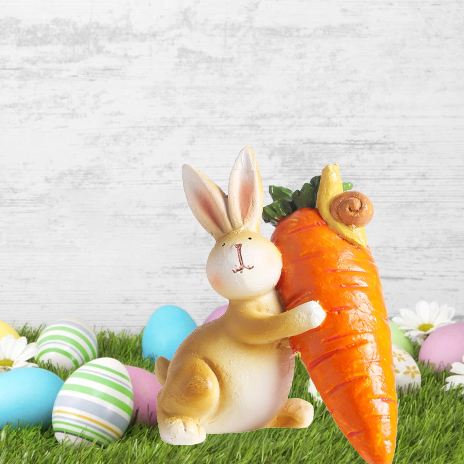 Rojia Spring Easter Bunny Figurine Decorations, Hand Painted Resin ...