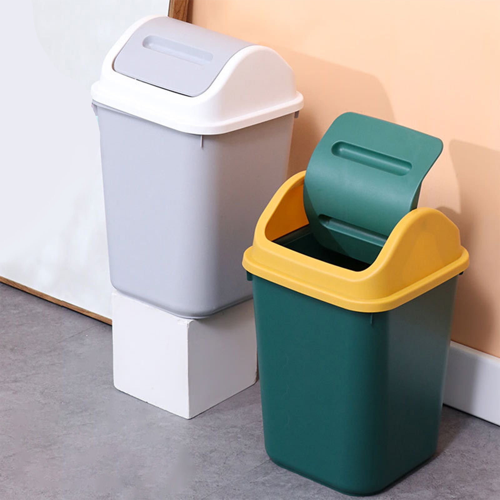 Square Lid Trash Can Small Bathroom Kitchen Office Waste Bin Flip Top ...