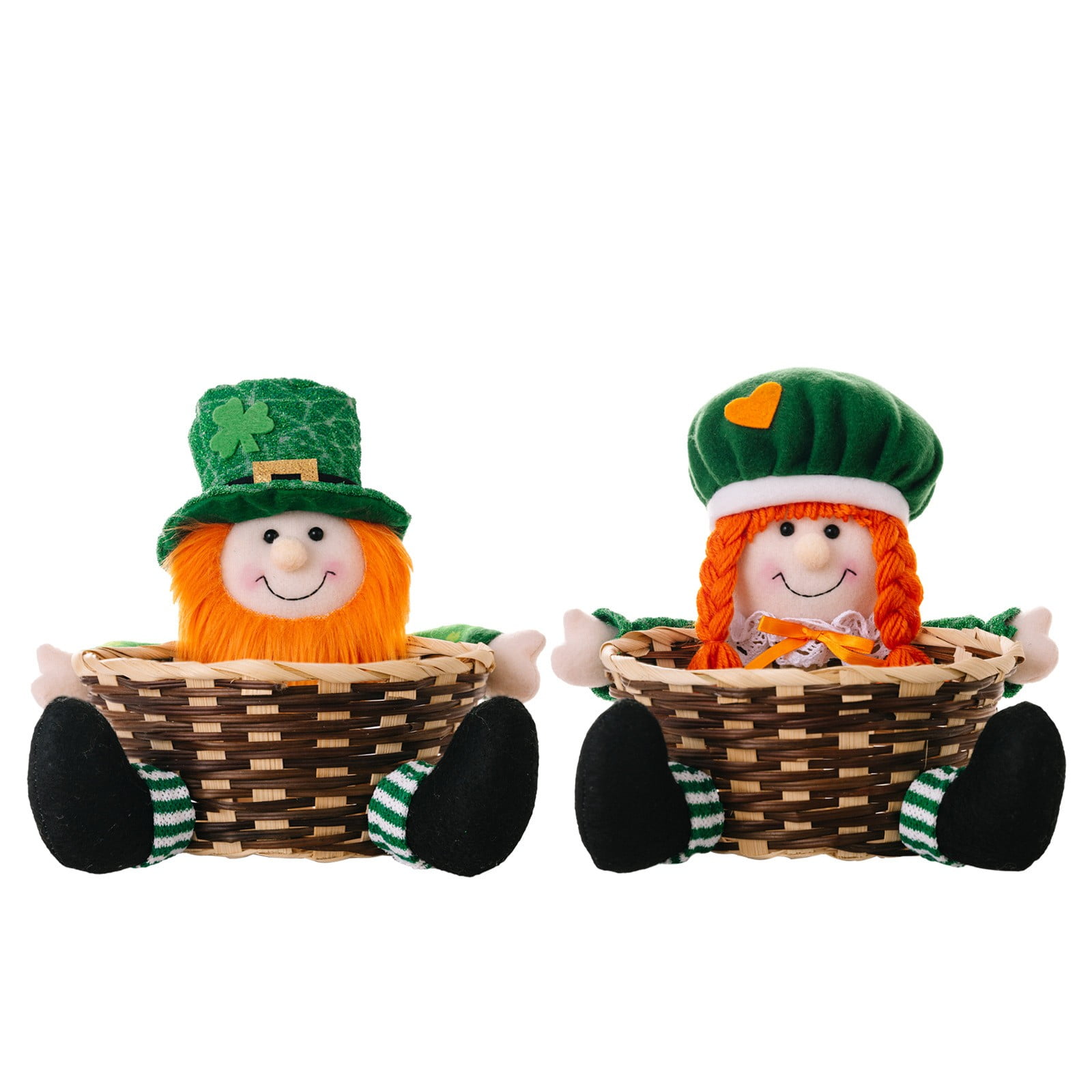 Rojia St. Patricks Day Candy Dish,Plush Gnome Four-leaf Basket Cute ...