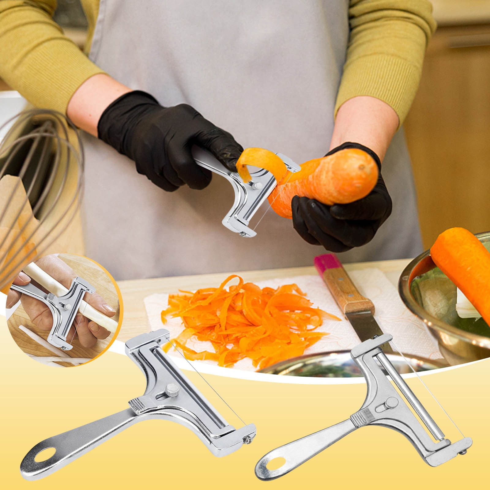 Rojia Stainless Steel Wire Cheese Slicer, Adjustable Thickness Hand ...