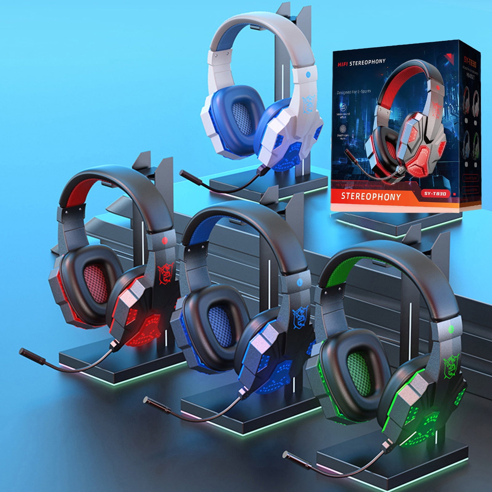 Stereo Gaming Headset Noise Cancelling Ear Headphones with Microphone ...