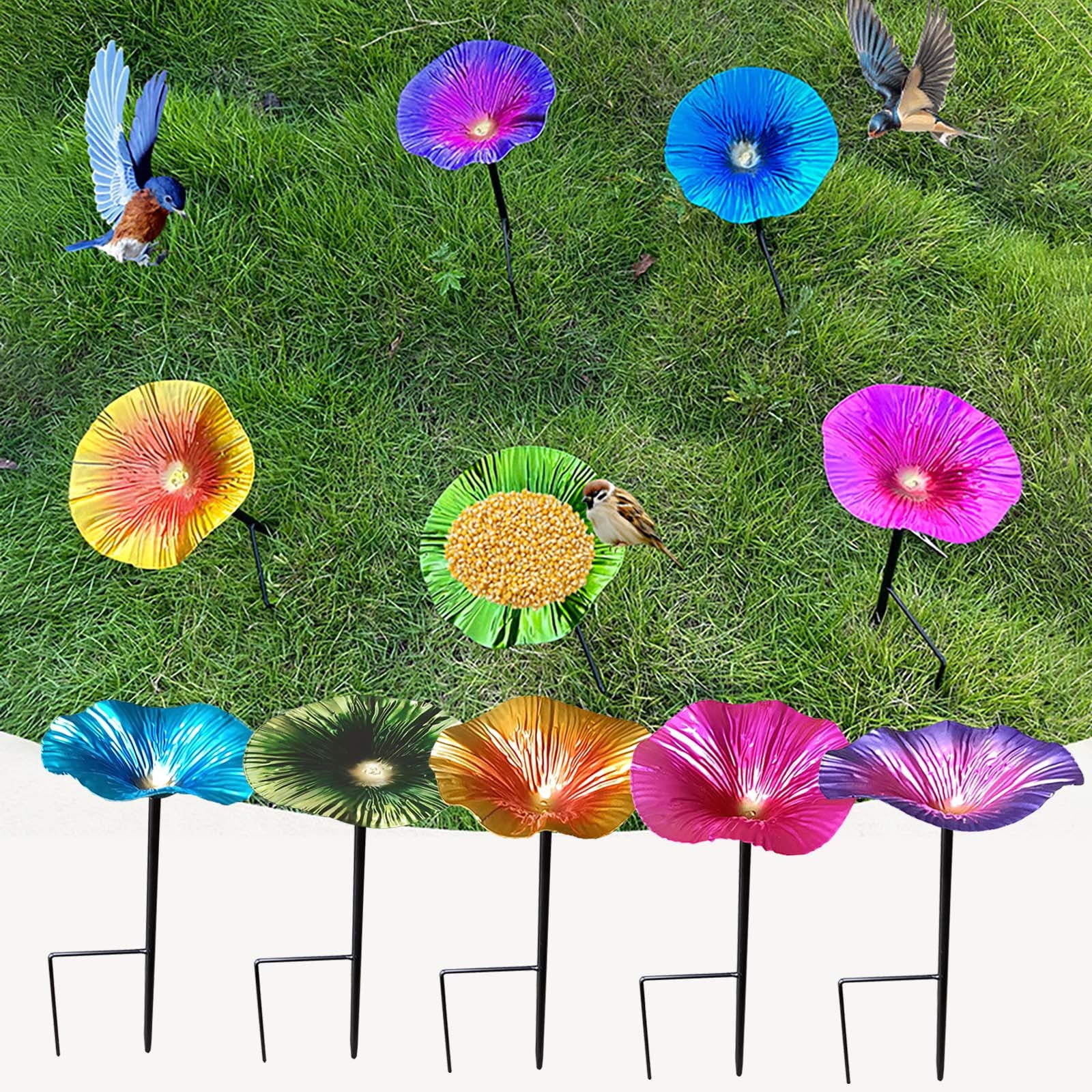 Sunflower Bird Baths for Outdoors, Stick into Ground Small Bird Feeder ...