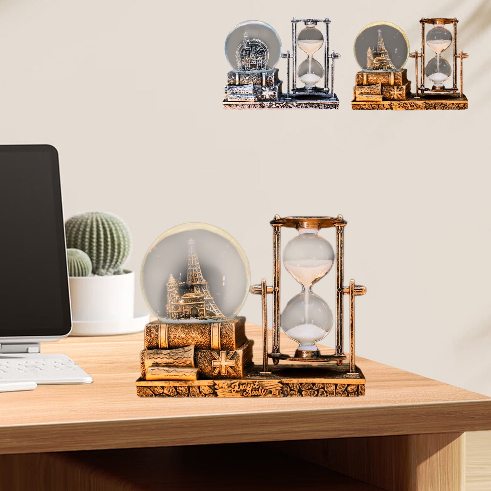 Vintage Tower Crystal Ball Hourglass Music Box with Timer, Cozy ...