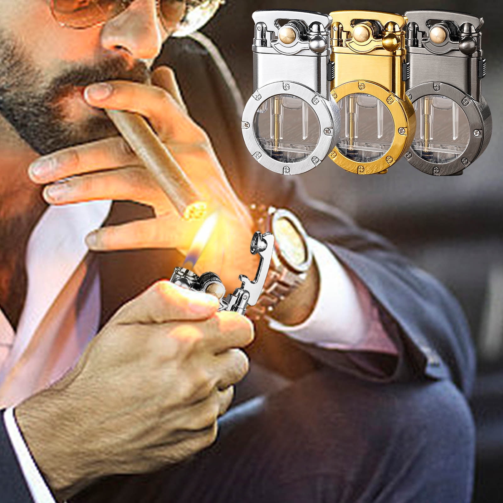 Rojia Vintage Trench Lighter, Retro Transparent Lighter, Windproof ...