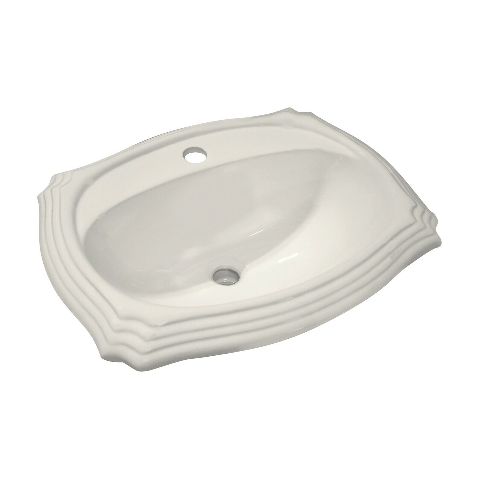 Rok Crater Oval Drop-In Bathroom Vanity Sink 22" X 18-1/8" Ivory ...