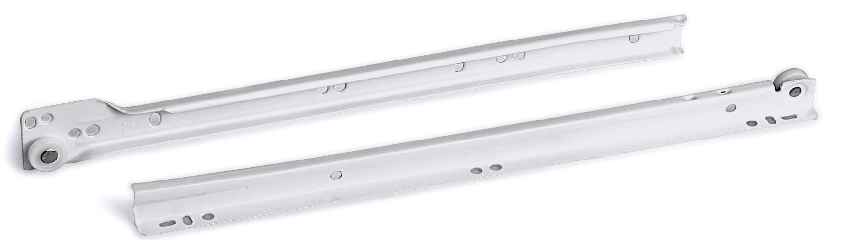 White 12" Epoxy Coated Euro Roller Drawer Slides 3/4 Extension, 55lb ...
