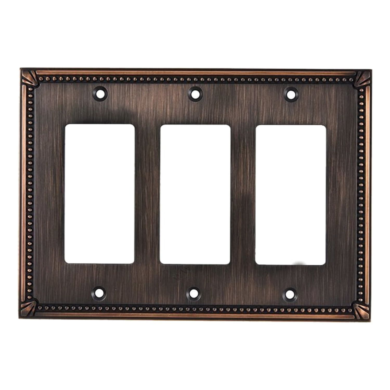 Rok Hardware Traditional 3 Gang Rocker Switch Plate, Brushed Oil-Rubbed ...