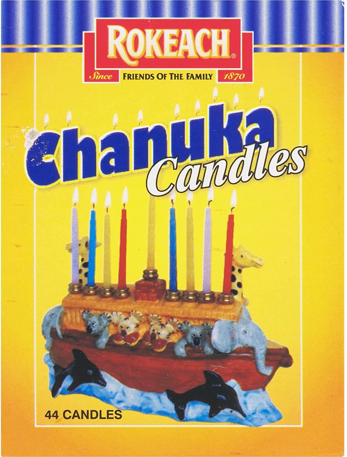 Rokeach Premium Quality Twisted Chanukah Candles, 44 Count, Assorted ...