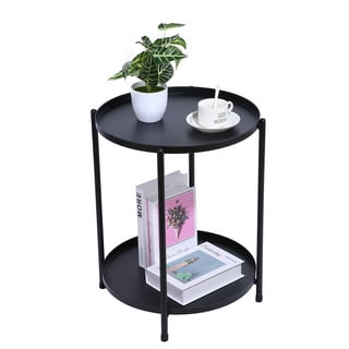 Tribesigns Half-Round End Table, 2-Tier Wooden Half Moon Side Table ...