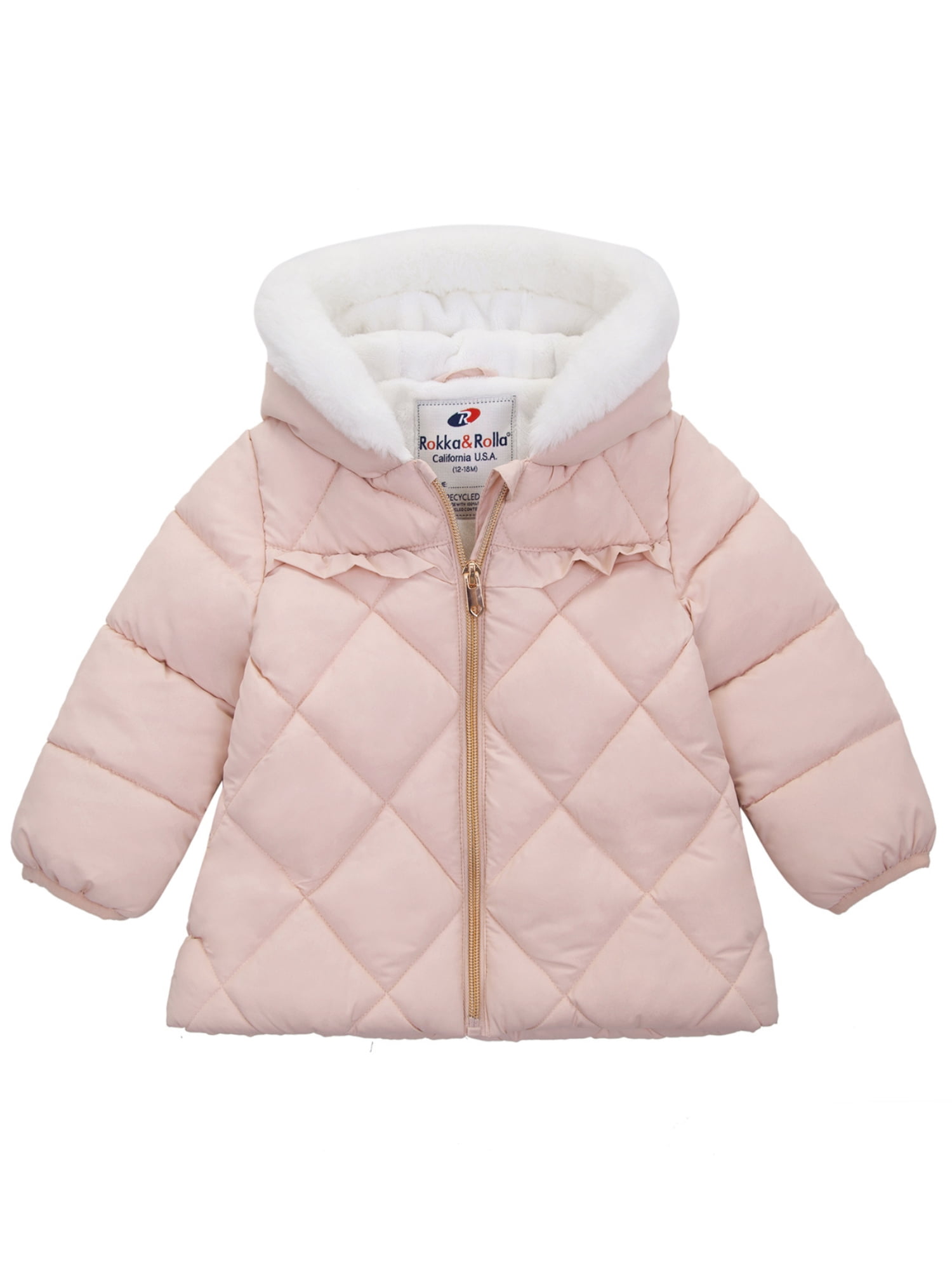 Rokka&Rolla Baby Girls' Puffer Jacket Toddler Winter Coat, Sizes 6-24M ...