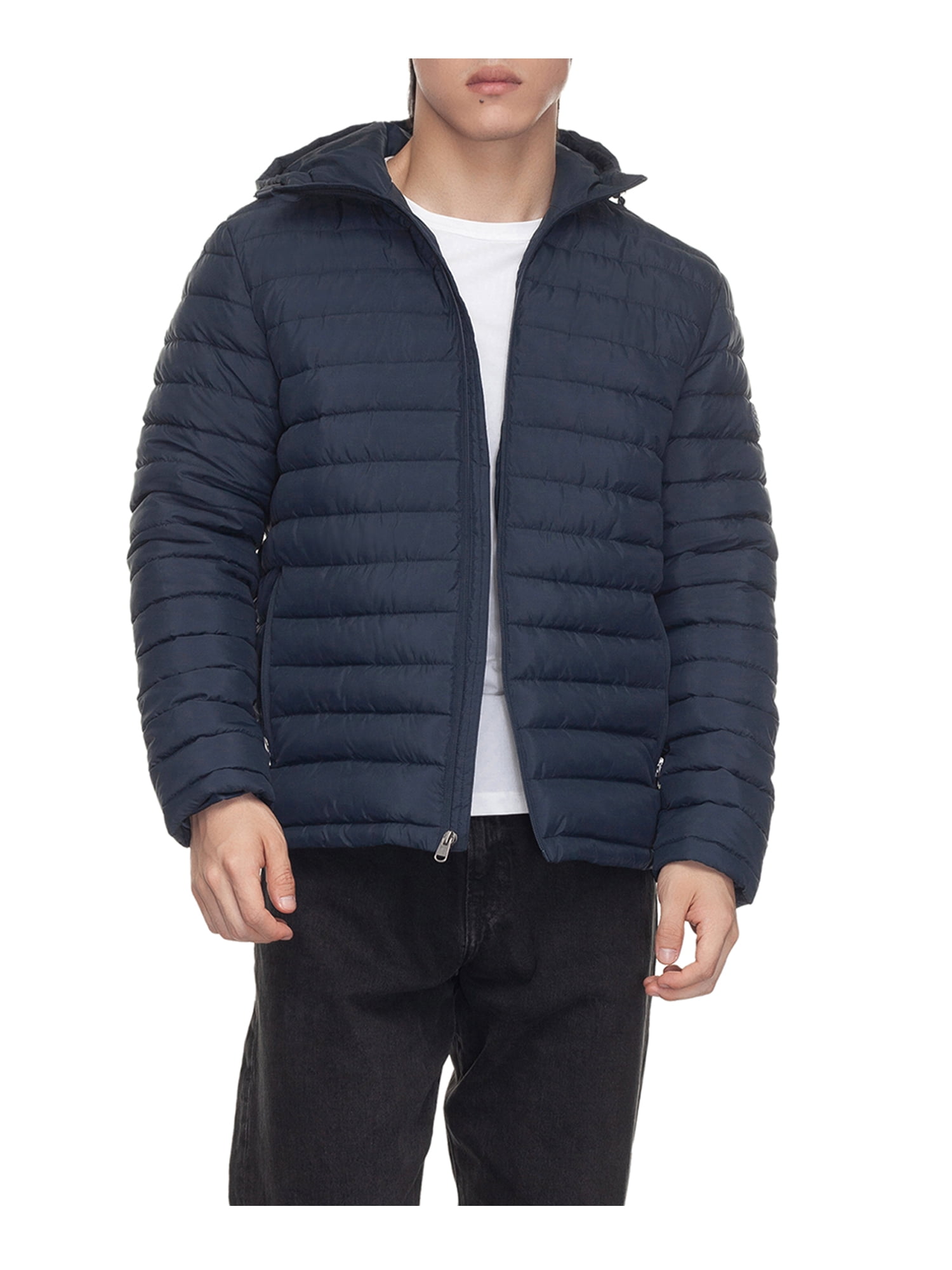 Rokka&Rolla Men's Midweight Puffer Jacket Hooded Coat - Walmart.com