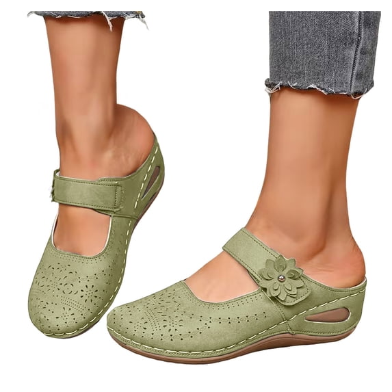 Rokment Flower Orthopedic Wedge Half Slipper Backless Sandals for Women ...