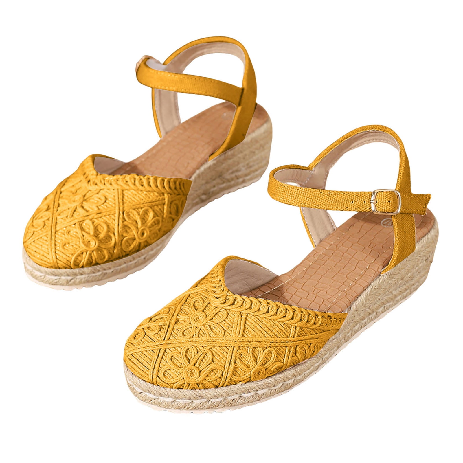 Rokment Handmade Flower Crochet Espadrilles Platform Wedge Dress ...