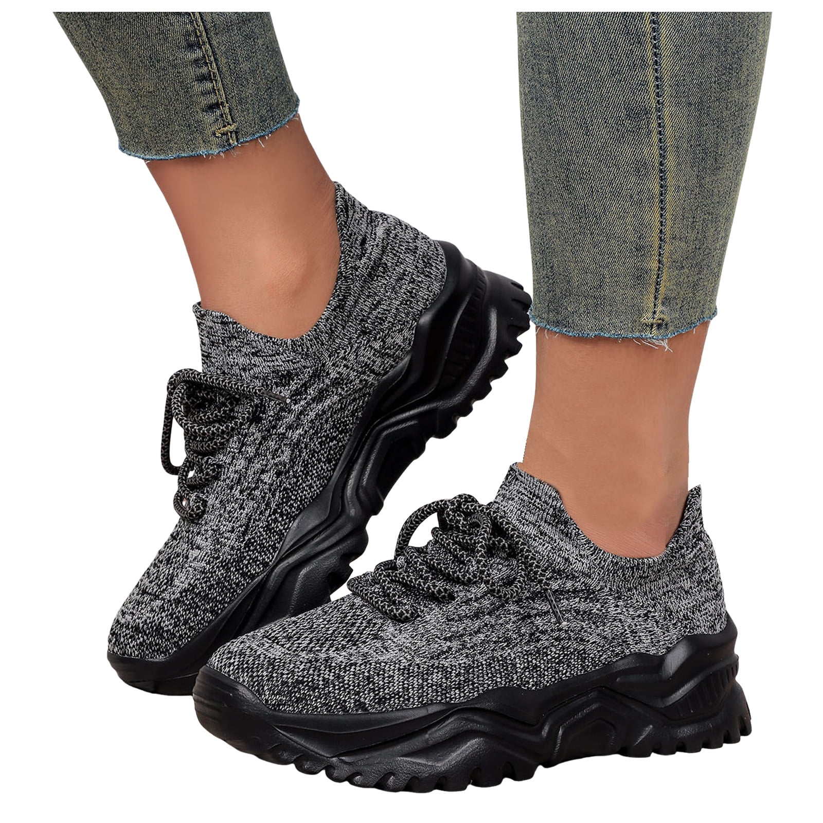 Rokment Women's Platform Running Tennis Shoes 2026 Spring Fall Knitted ...