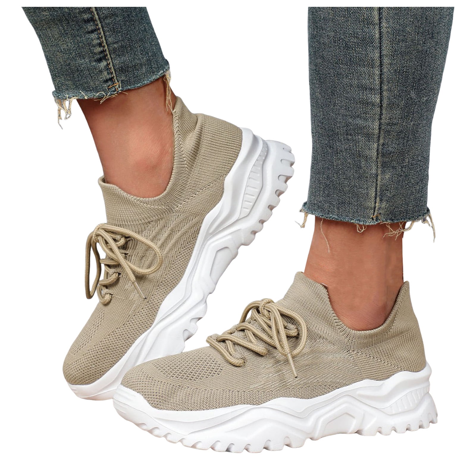 Rokment Women's Platform Running Tennis Shoes 2026 Spring Fall Knitted ...