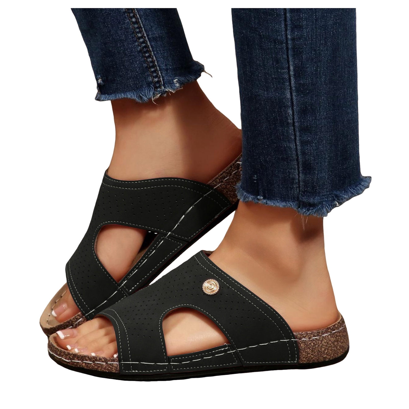 Rokment Womens Comfortable Wedges Walking Slip on Sandals 2026 Beach ...