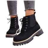 Rokment Womens Platform Chunky Combat Boots Fashion Casual Suede Lace ...