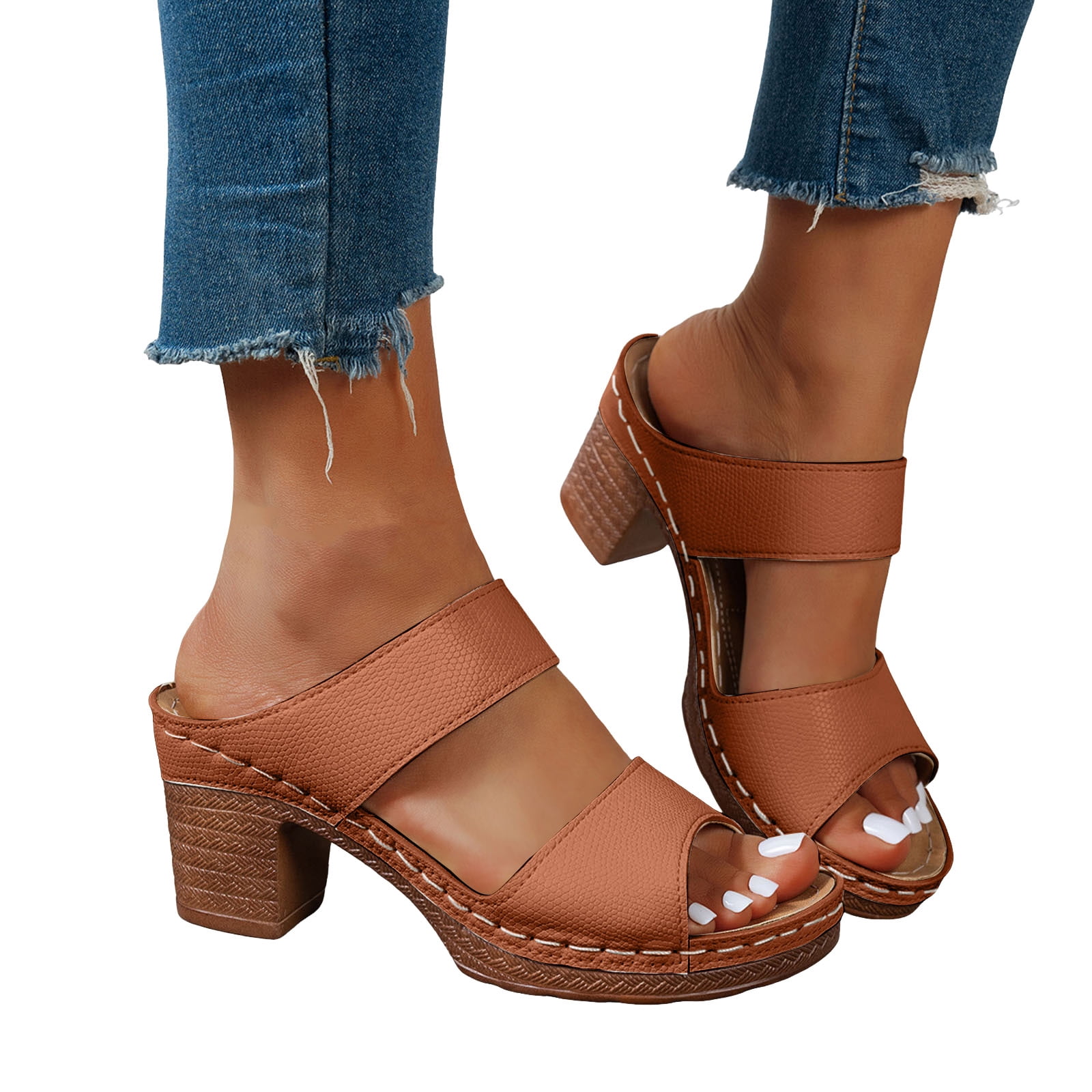 Rokment Womens Platform High Heels Slip on Dressy Sandals 2026 Summer ...