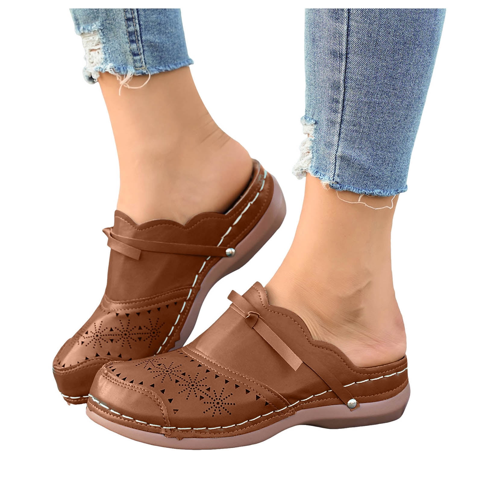 Rokment Womens Vintage Bow Platform Wedge Clogs and Mules Sandals 2026 ...