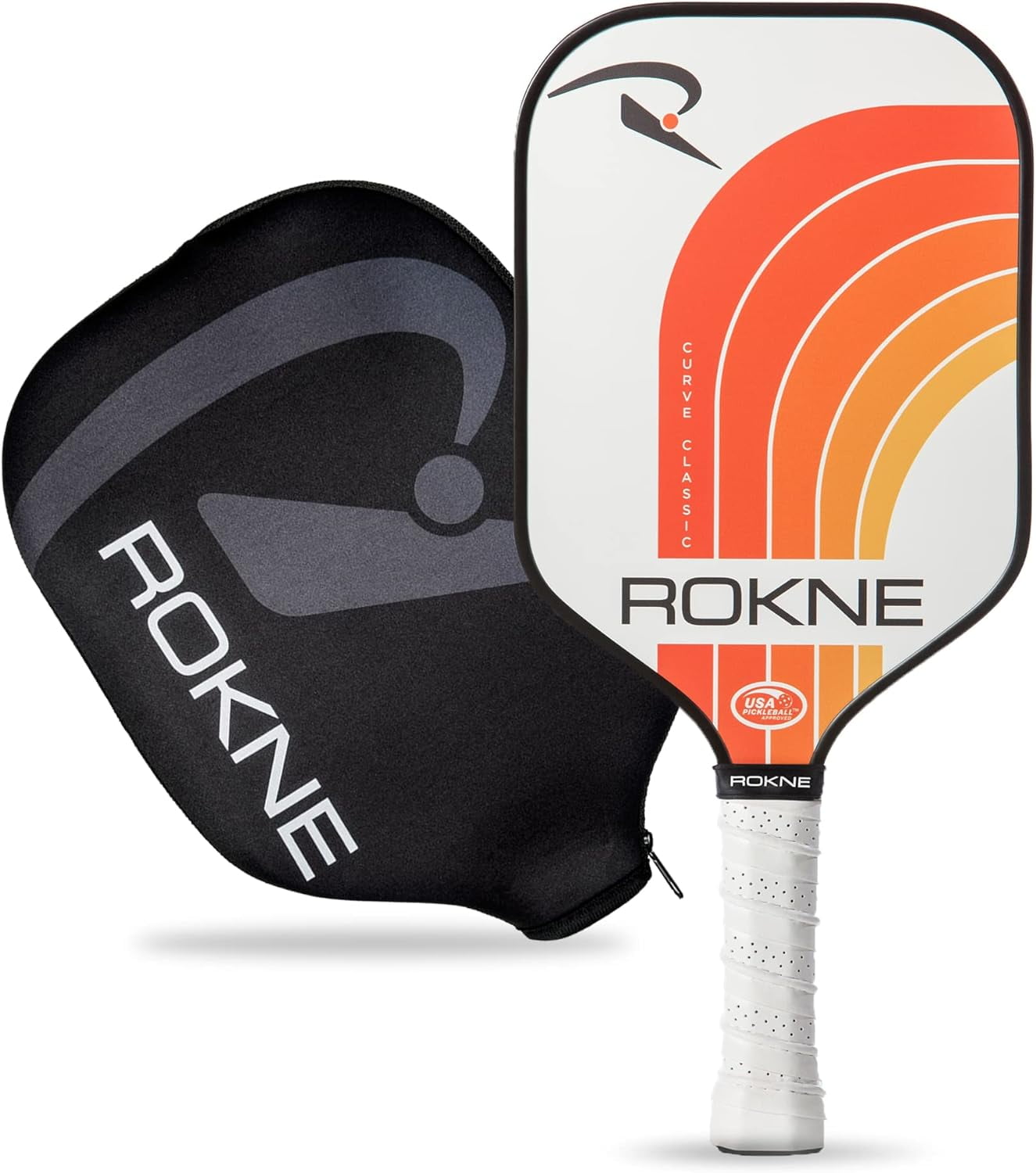 ROKNE Curve Classic Fiberglass Pickleball Paddle, Tangerine, ProGrit ...