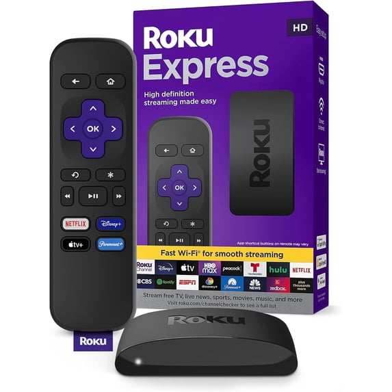 Roku 3960R Express HD Streaming Device with Standard Remote, Black ...