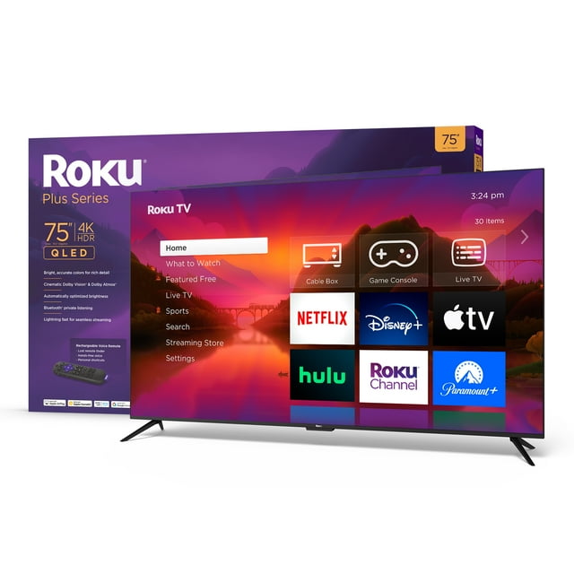 Roku 75-Inch Plus Series 4K QLED Smart Roku TV with Roku Voice Remote ...