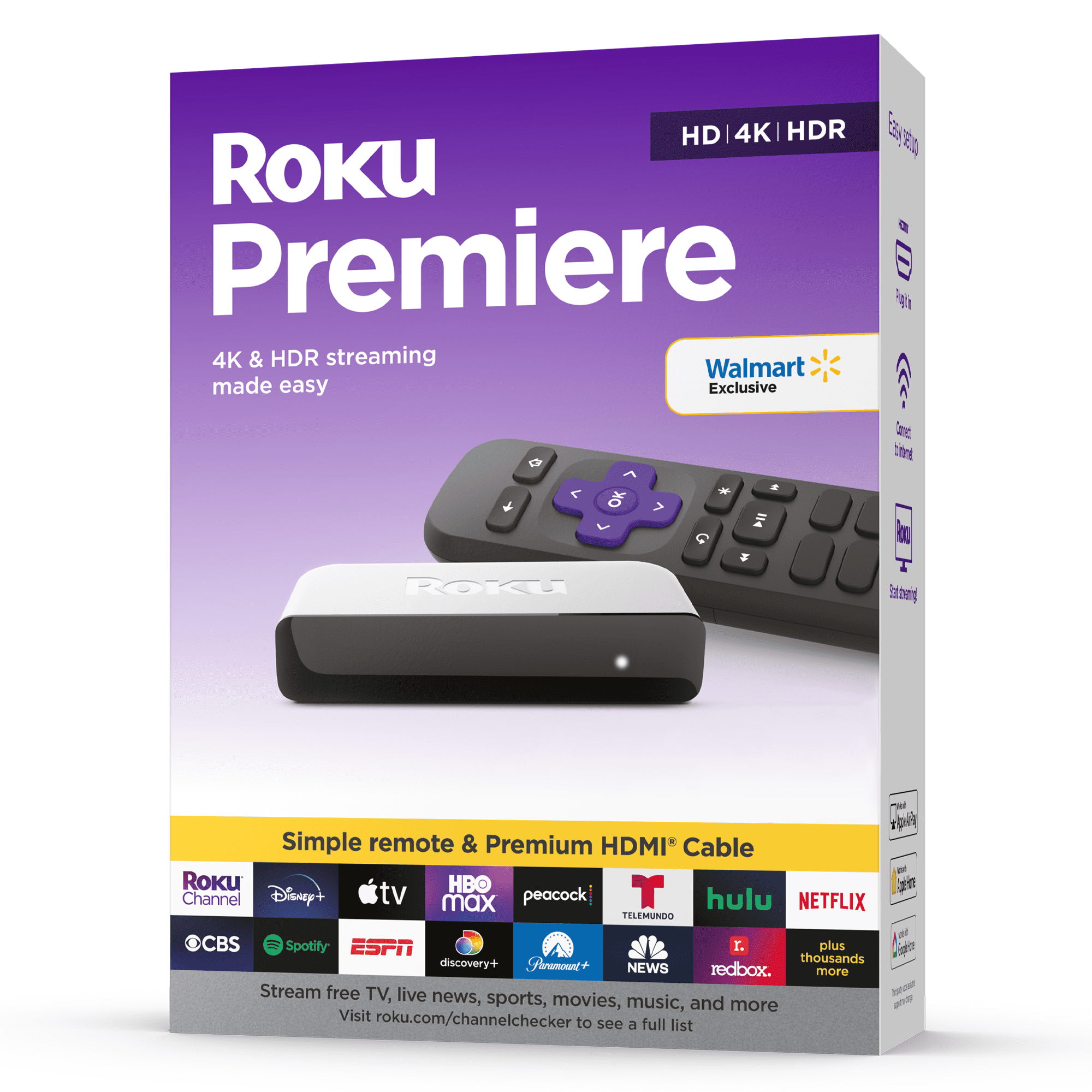 Roku Premiere 4K/Ultra HD Streaming Media Player with Wi-Fi, HDMI Input ...