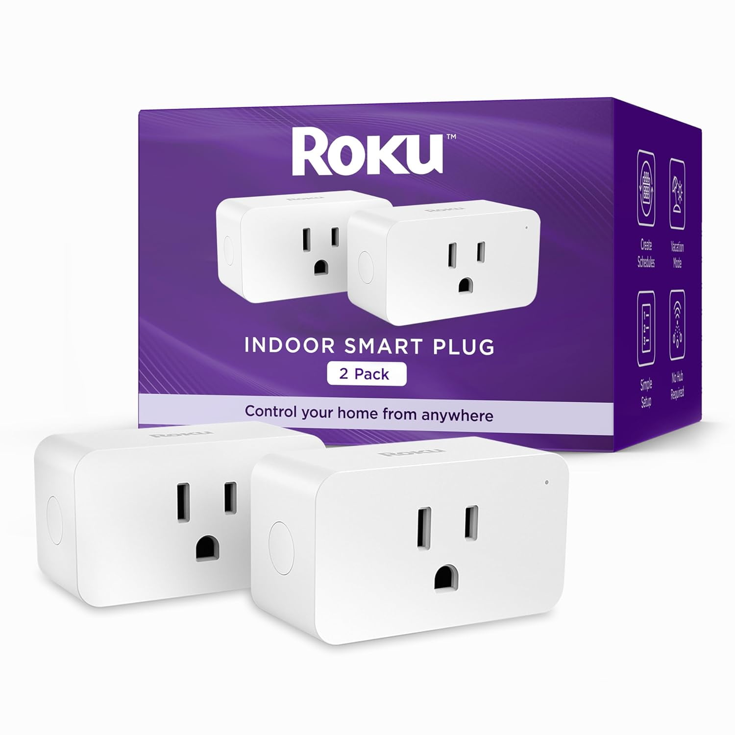 Roku Smart Home Indoor Smart Plug, 2-Pack - WiFi Smart Plugs Works with ...