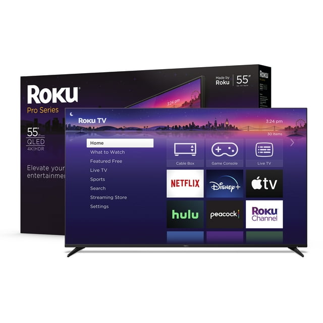 Roku 55-Inch Pro Series 4K QLED Smart Roku TV with Backlit Roku Voice Remote Pro, Dolby Vision ...