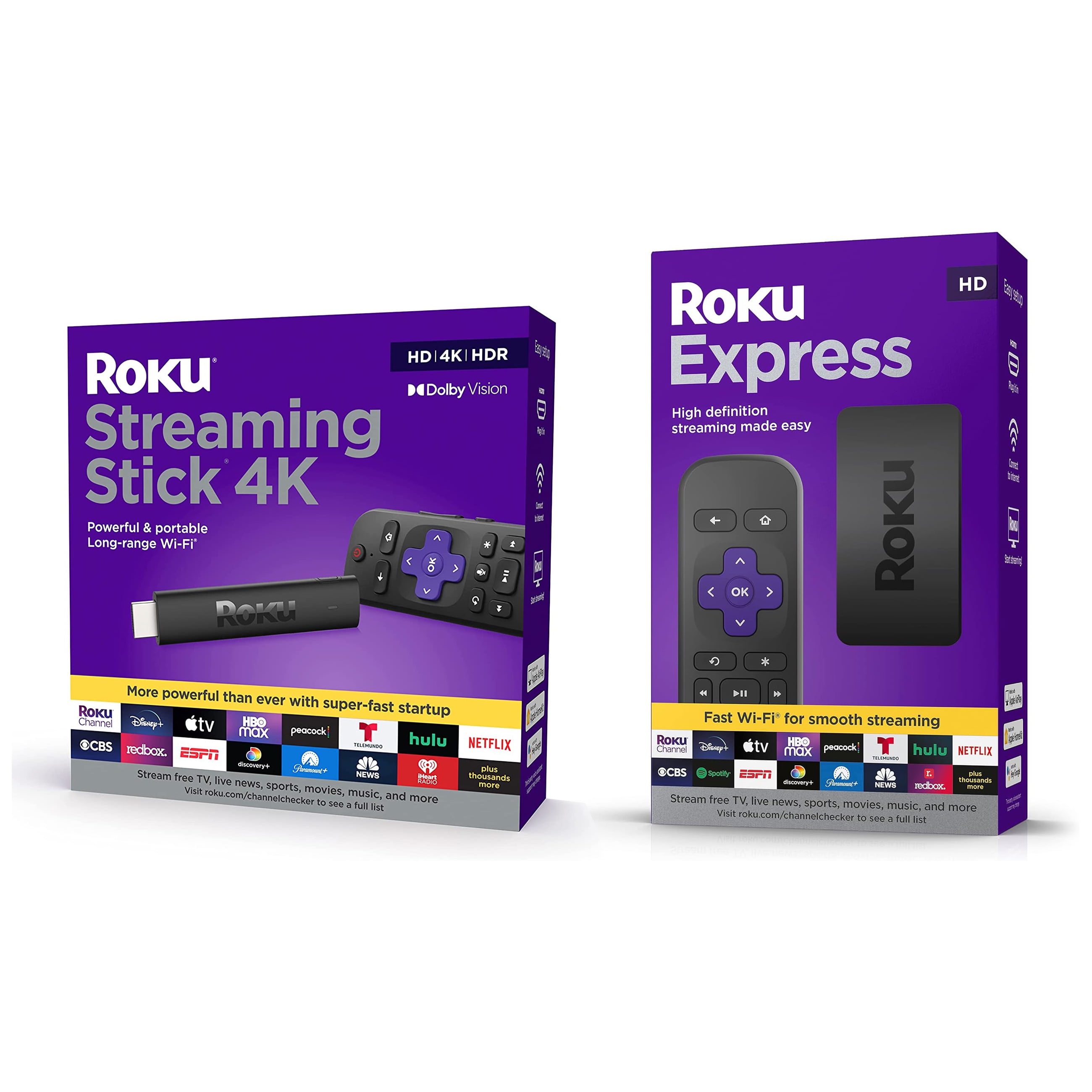 Roku Streaming Stick 4K/HDR/Dolby Vision with Voice Remote and TV ...