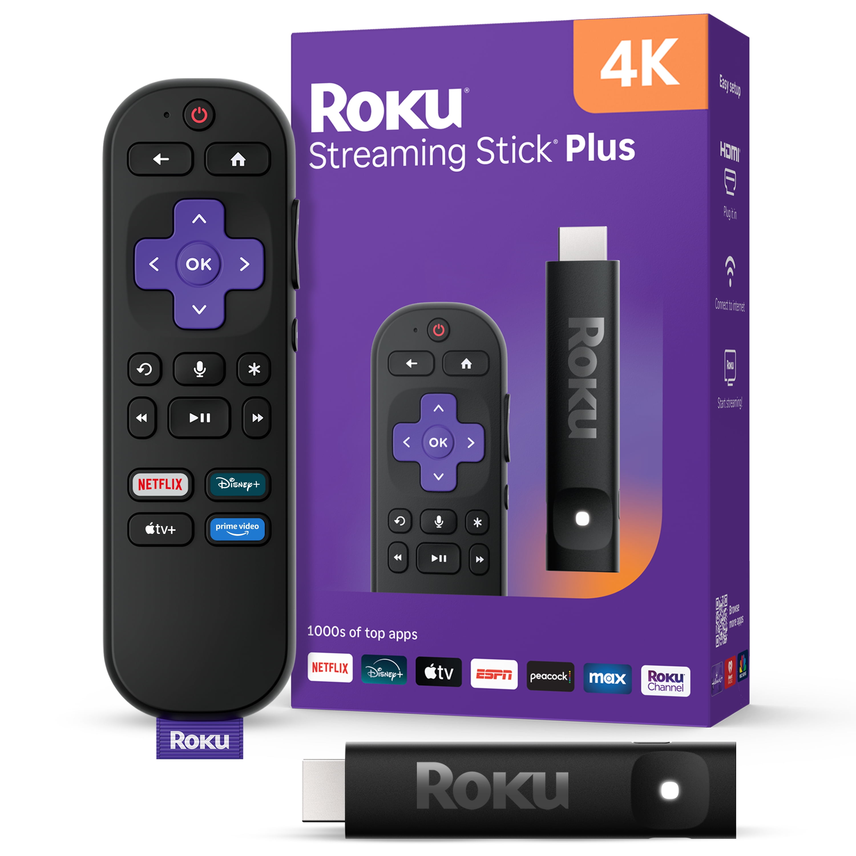 Roku Streaming Stick Plus 2025 - 4K & HDR Roku Streaming Device for TV ...